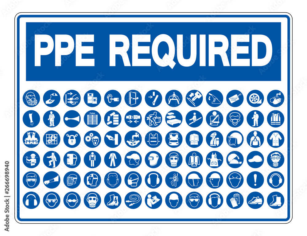 Required Personal Protective Equipment (PPE) Symbol,Safety Icon,Vector ...