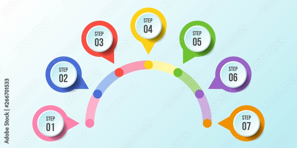 Half Circle chart, Timeline infographic templates Stock Vector | Adobe ...