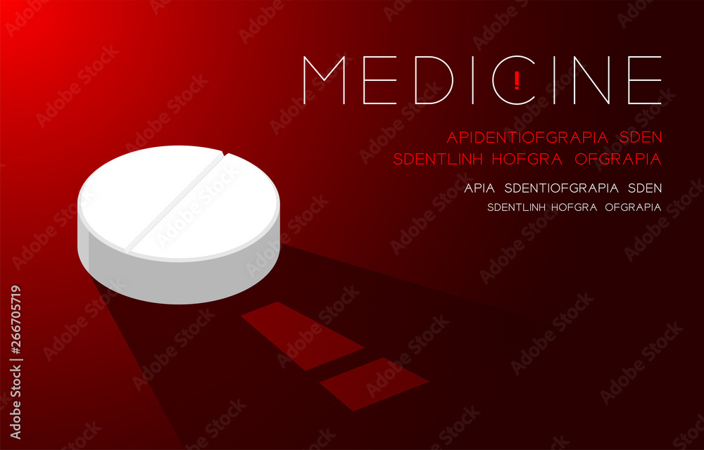 Medicine pill capsule with shadow and Exclamation mark sign, Warning ...