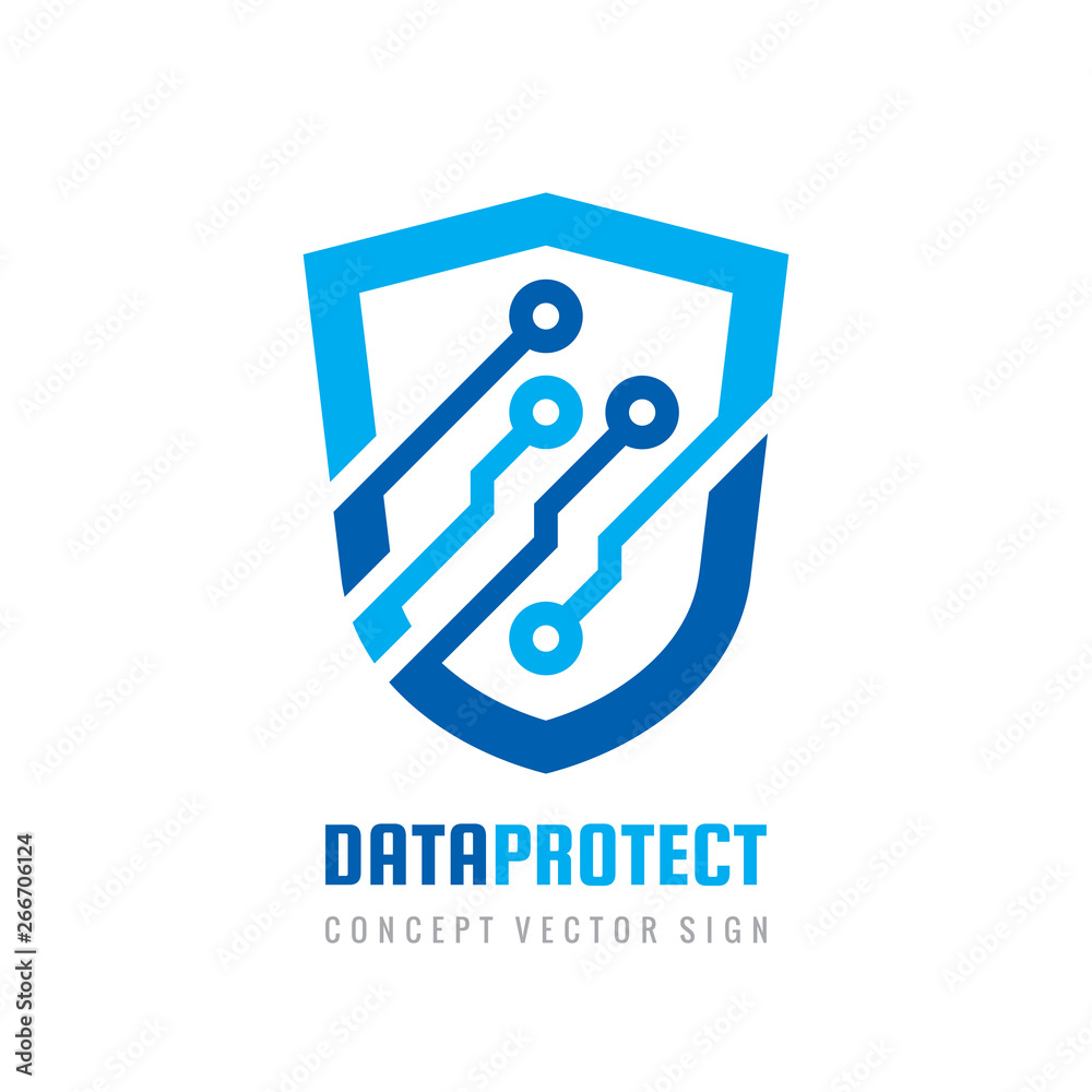 Date protection - logo vector illustration. Abstract shield symbol with ...
