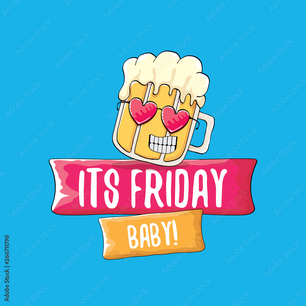 Its friday baby vector concept illustration with funky beer character ...
