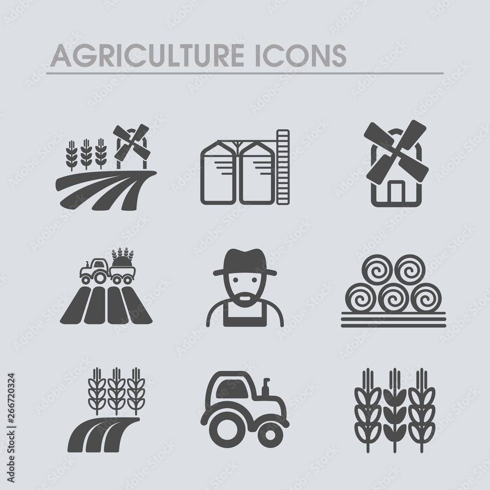 Farm Field icon. Agriculture sign Stock Vector | Adobe Stock