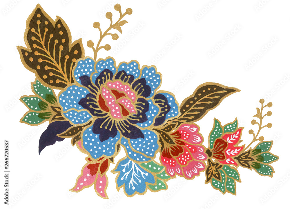 The beautiful of flower art gold and colorful Malaysian and Indonesian Batik Sarong bouquet ...