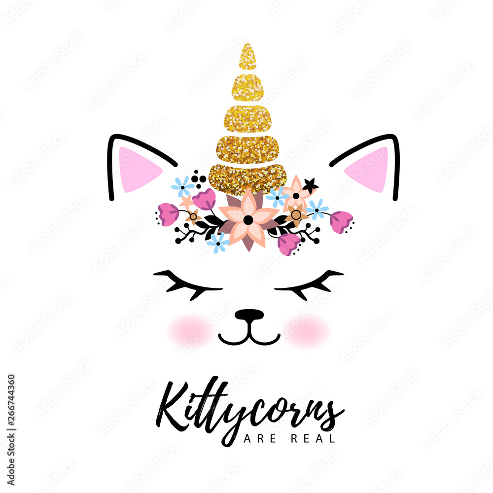 Vector illustration of fantasy animal cat kittycorn. Stock Vector ...