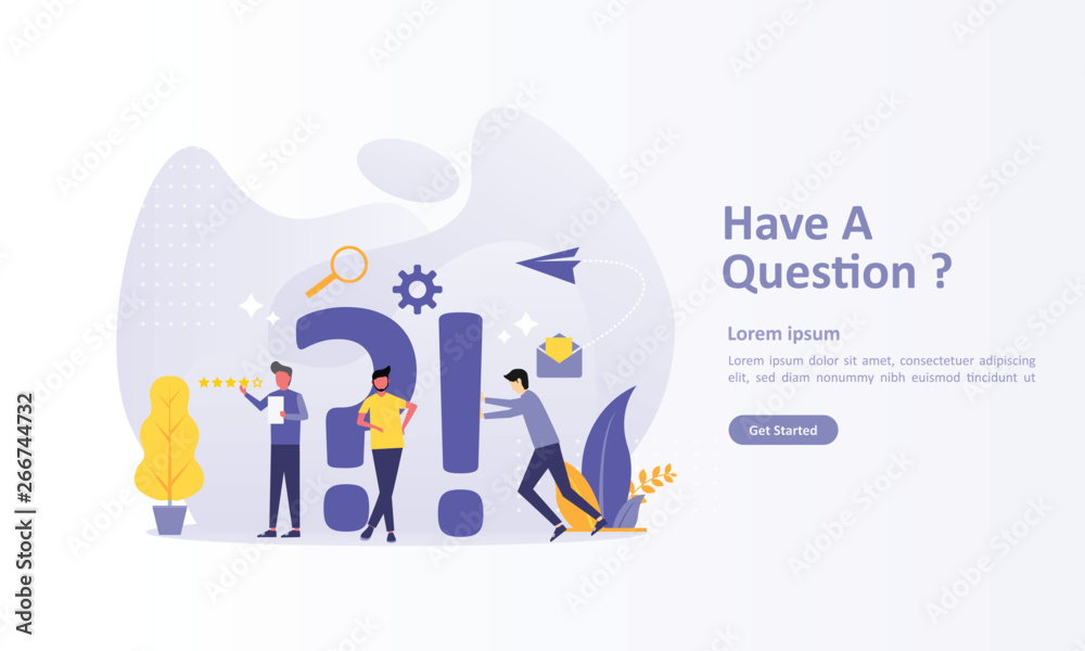 Vetor de Have A Question concept design, Asking to support center with ...