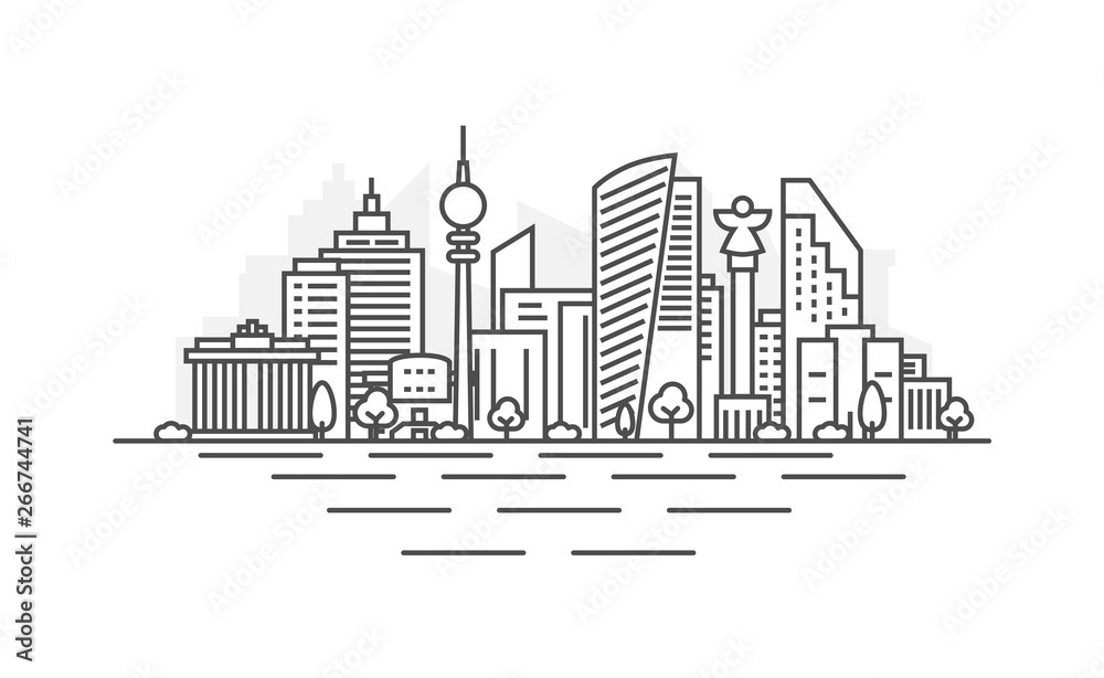 Berlin, Germany architecture line skyline illustration. Linear vector ...