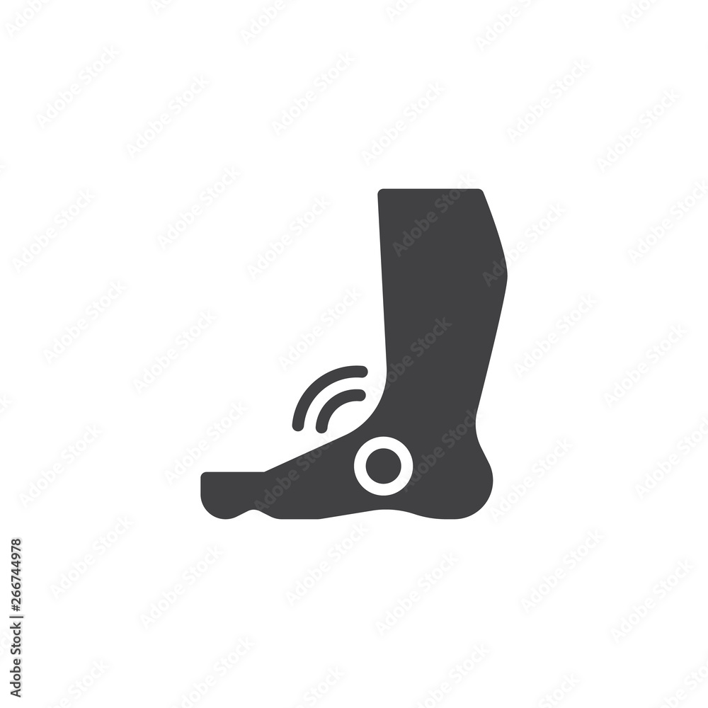 Foot pain vector icon. Flatfoot filled flat sign for mobile concept and ...