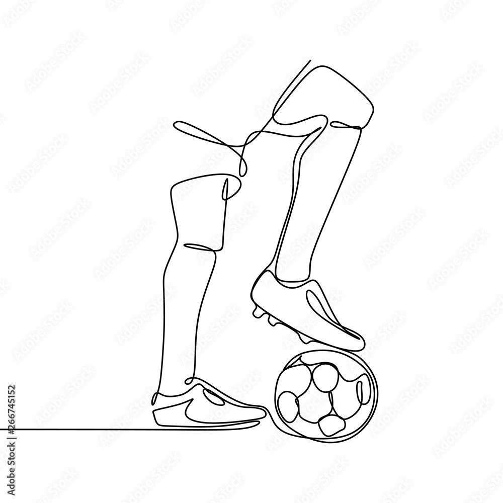 Continuous line drawing of Football player Stock Vector | Adobe Stock