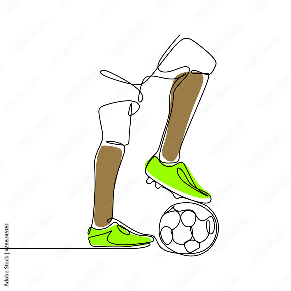 Continuous line drawing of Football player Stock Vector | Adobe Stock
