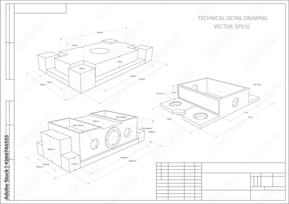 Technical drawing .Vector engineering illustration.Mechanical ...