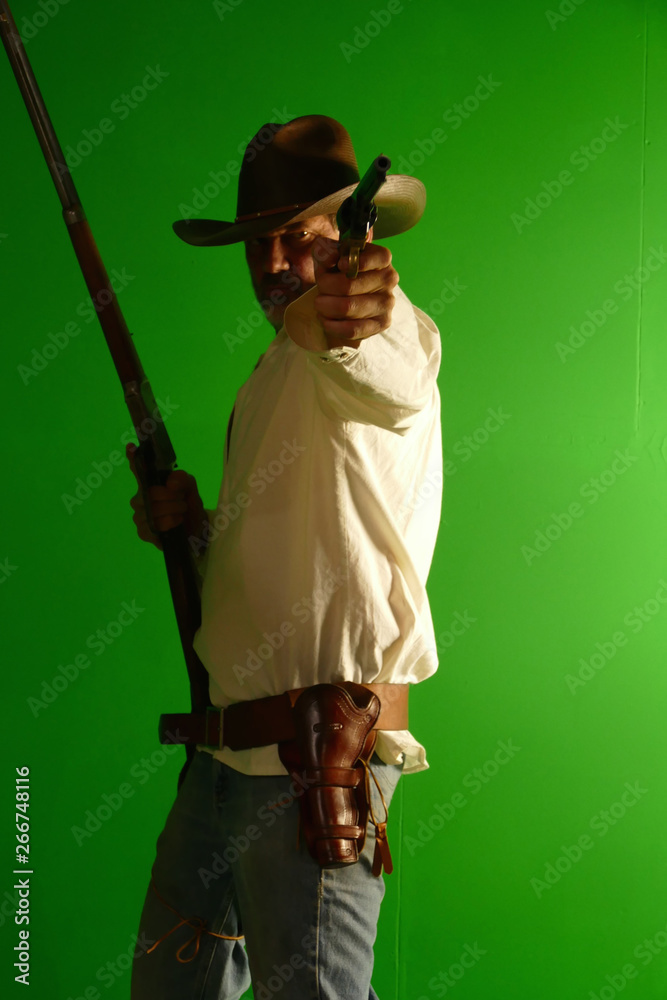 cowboy Winchester Colt Hat Winchester Greenscreen Stock Photo | Adobe Stock