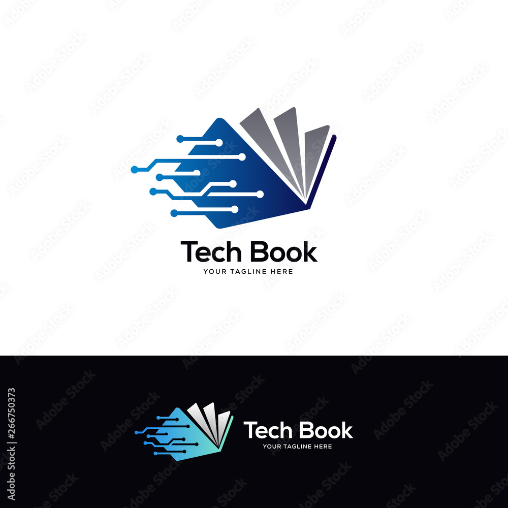 tech book logo designs template, online education and learning designs ...
