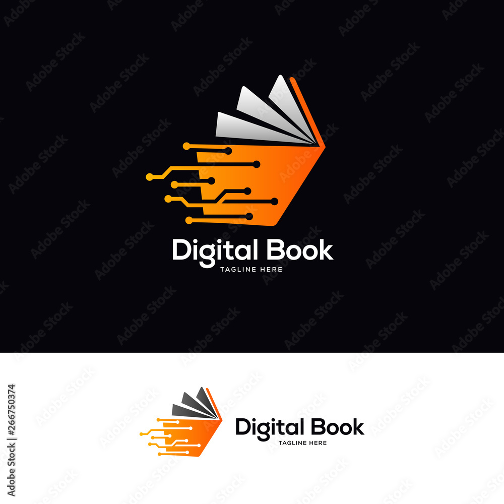 tech book logo designs template, online education and learning designs ...