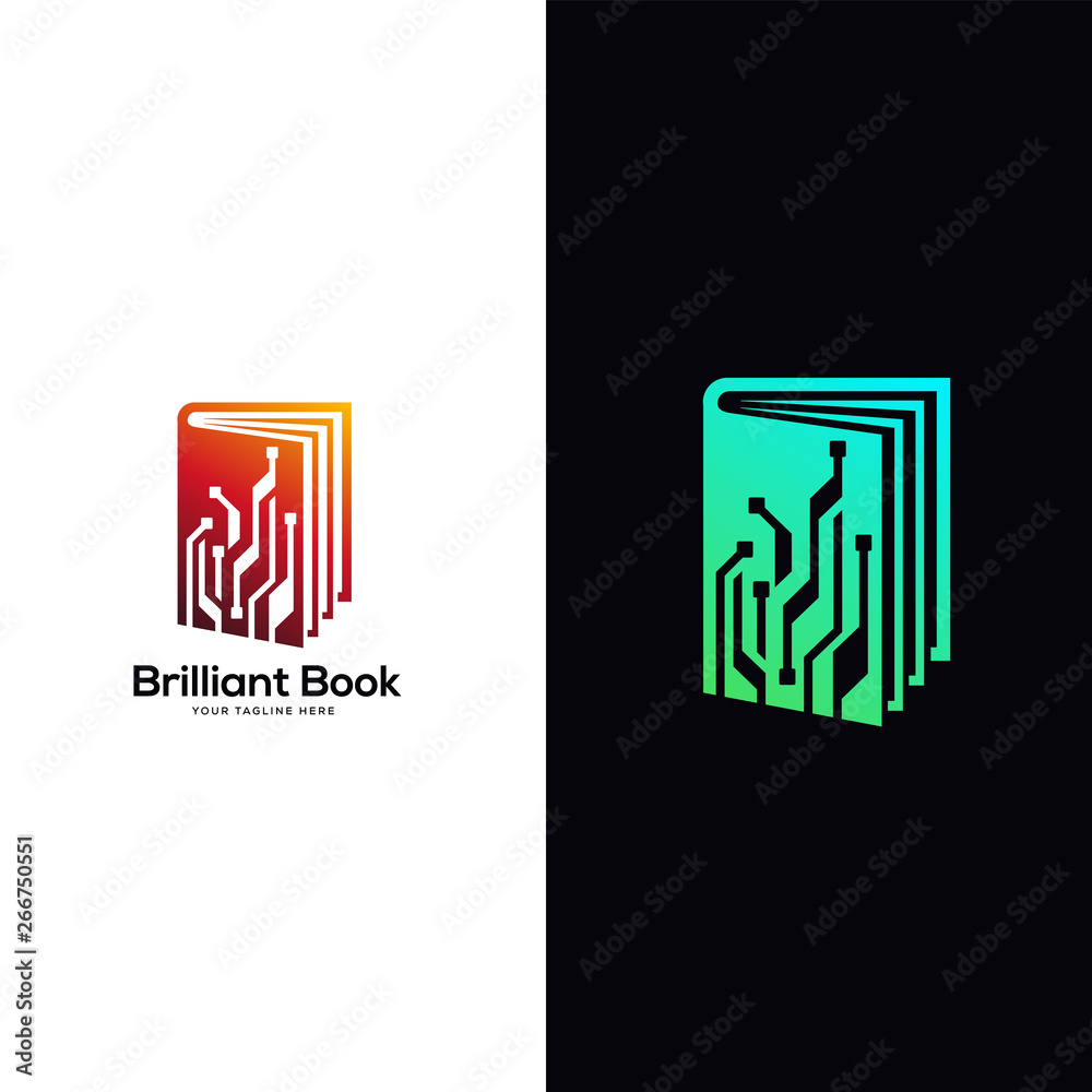 tech book logo designs template, online education and learning designs ...