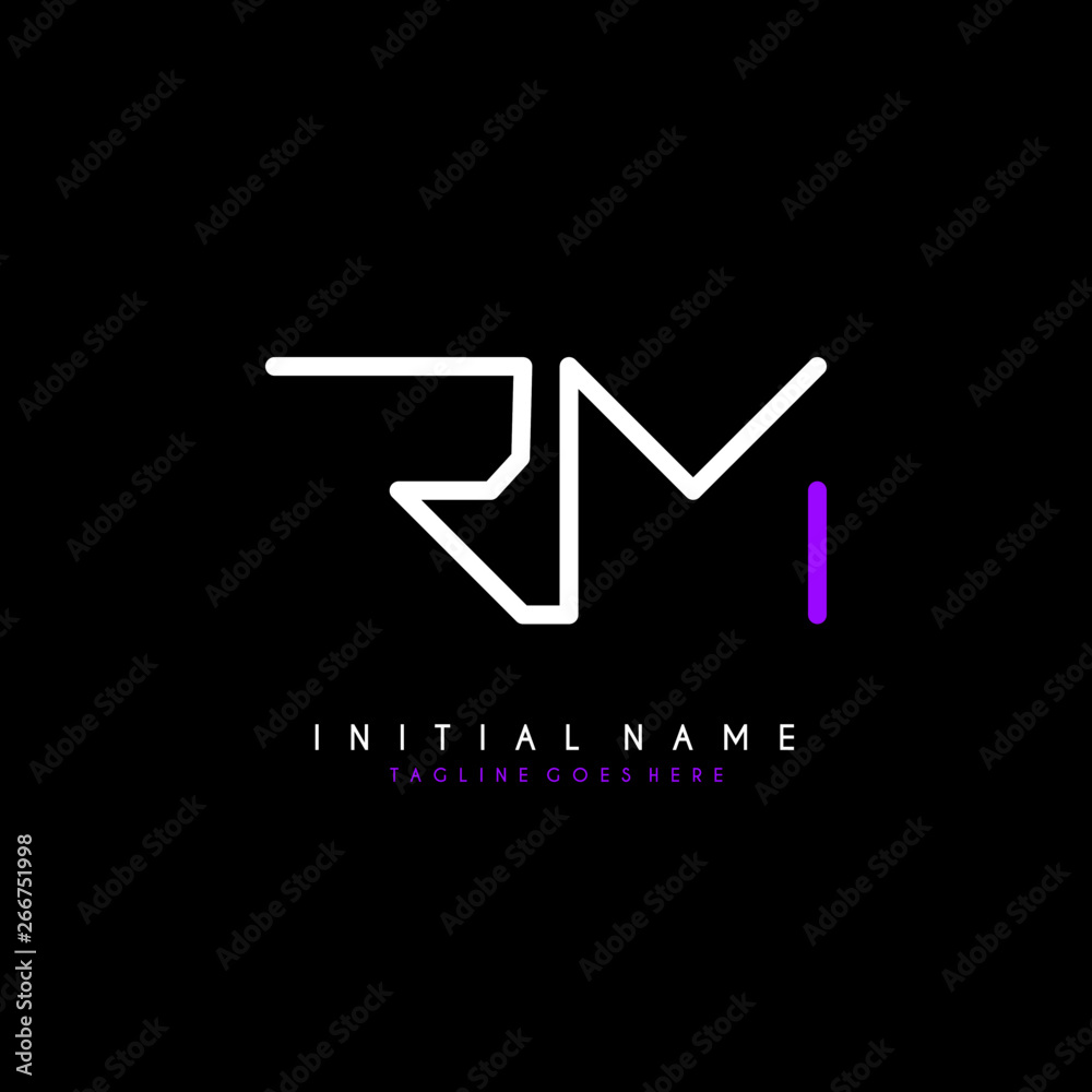 Initial R M RM minimalist modern logo identity vector Stock Vector ...