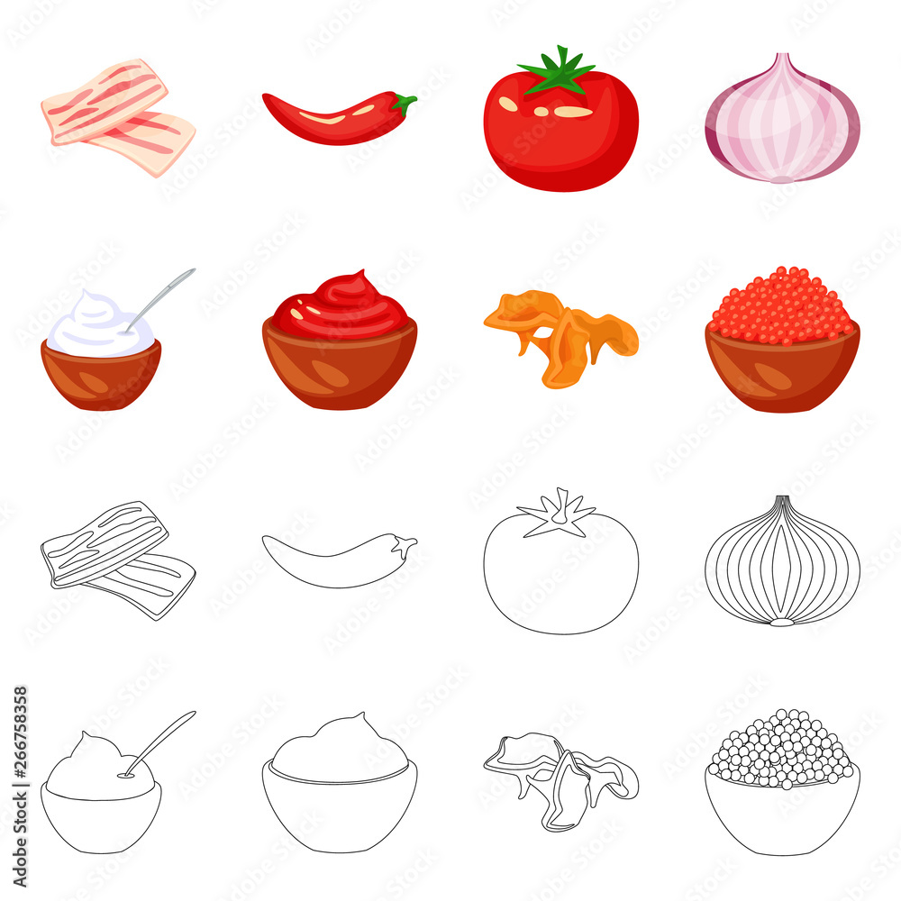Vector illustration of taste and product icon. Set of taste and cooking ...