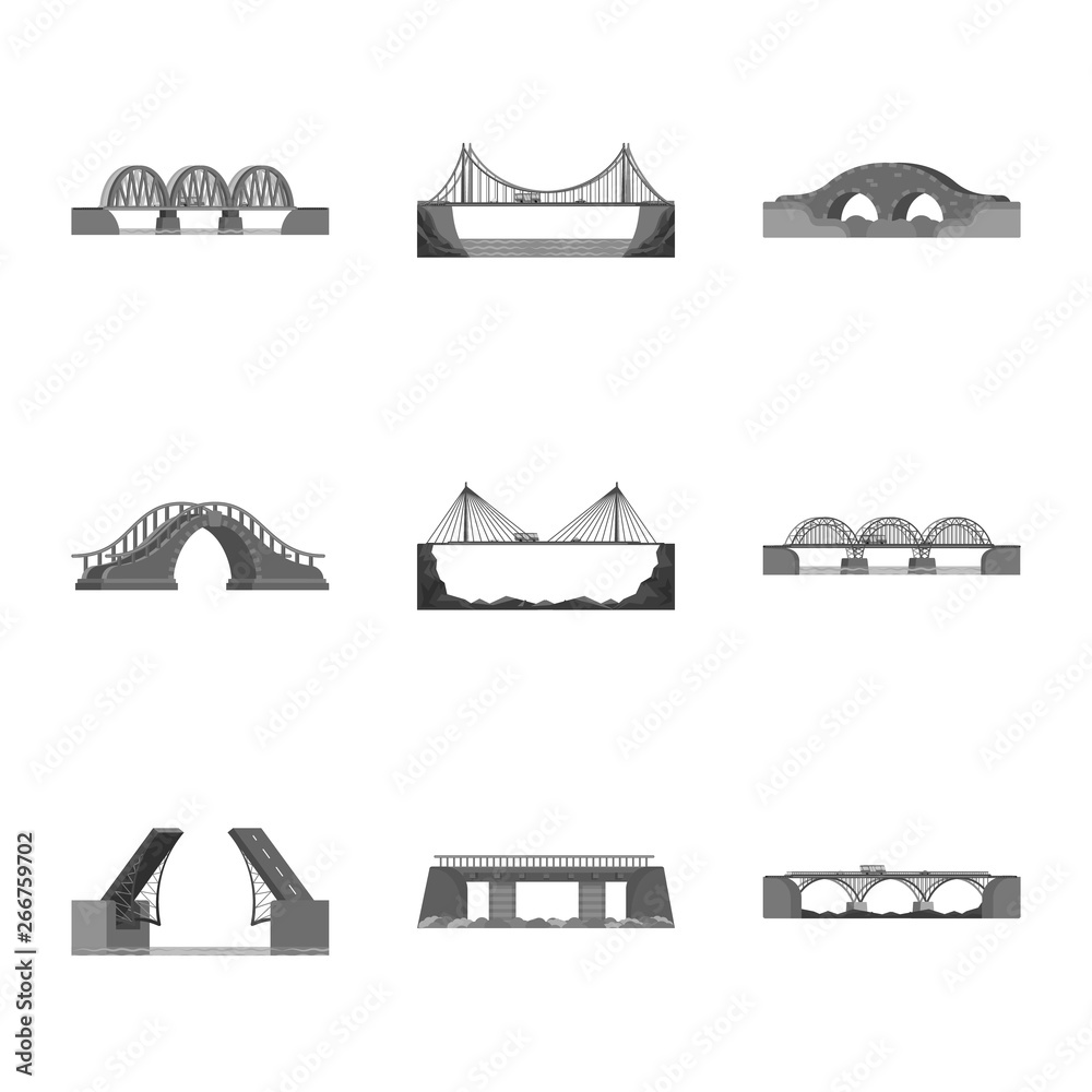 Vector design of design and construct logo. Set of design and bridge ...