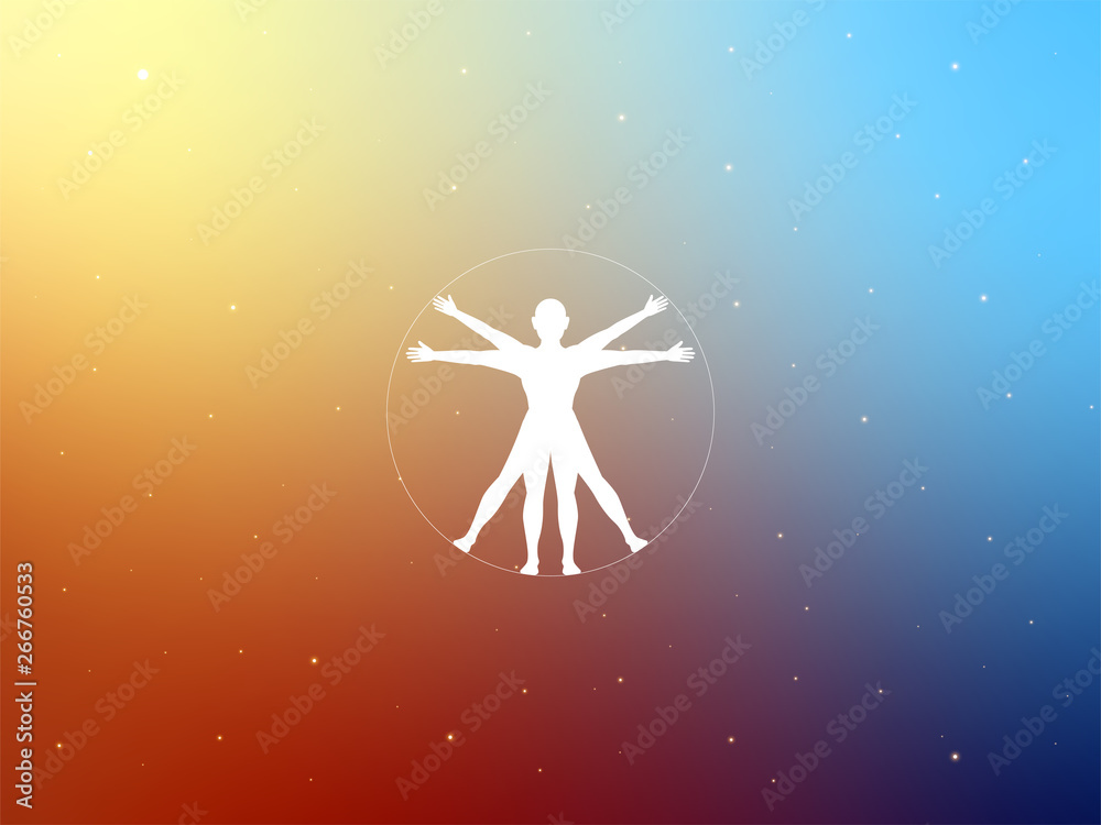 Vitruvian person in colorful background. Isolated Vector Illustration ...