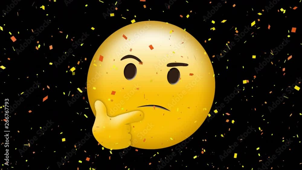 thinking yellow face emoji Stock Video | Adobe Stock