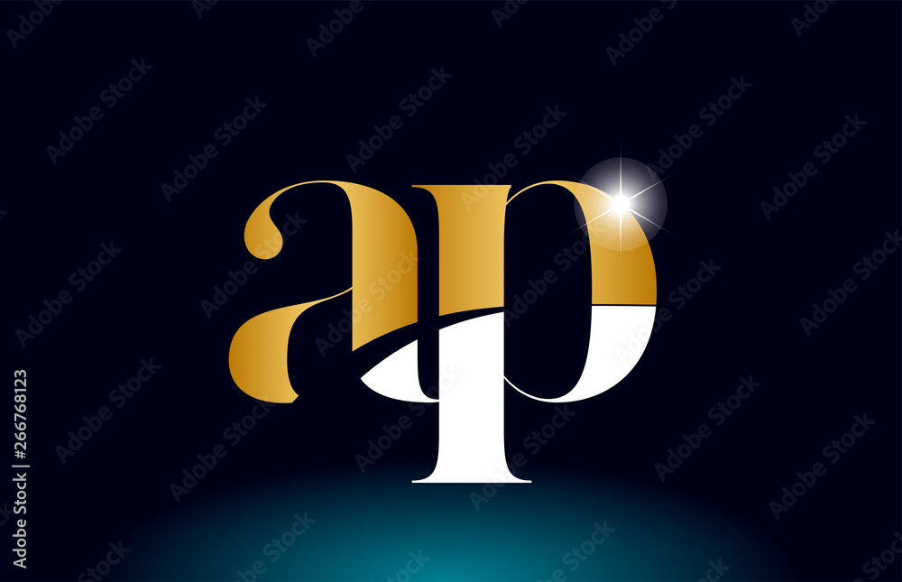 gold golden alphabet letter ap a p logo combination company icon design ...