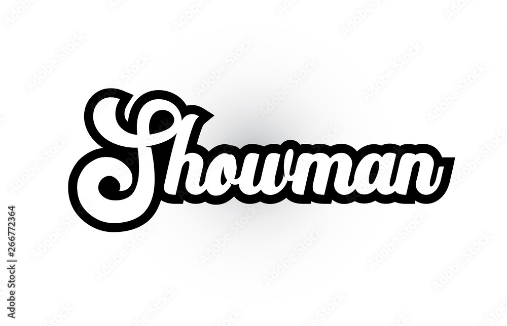 black and white Showman hand written word text for typography logo icon ...