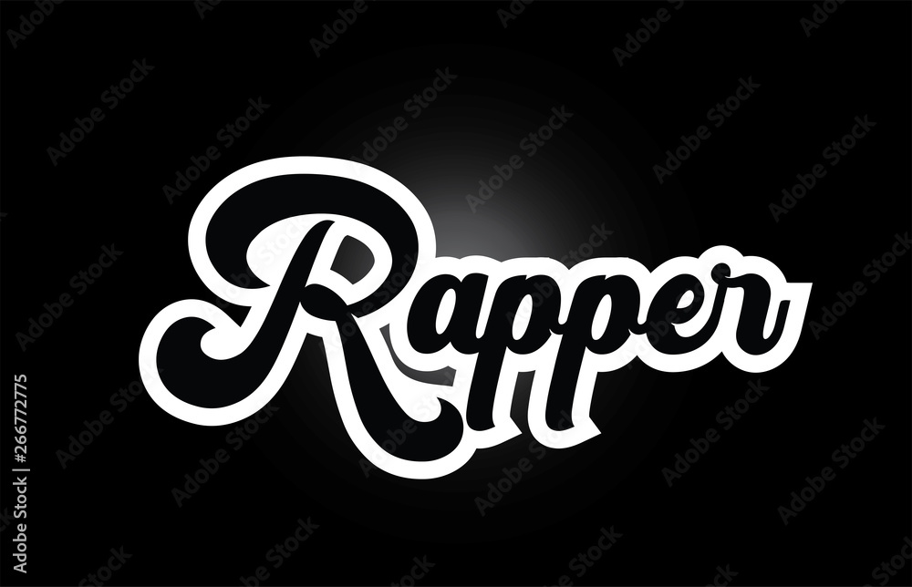 black and white Rapper hand written word text for typography logo icon ...
