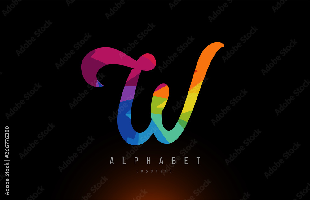 W alphabet letter rainbow colored logo company icon design Stock Vector ...