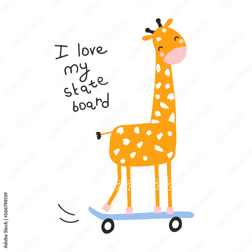 Giraffe Riding A Skateboard
