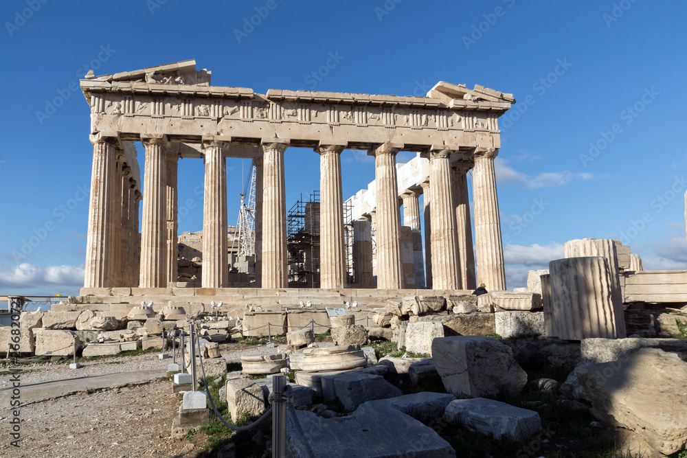 Ancient Building of The Parthenon in the Acropolis of Athens, Attica ...