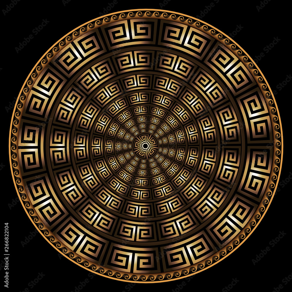Modern 3d geometric greek vector round mandala pattern. Ornamental ...