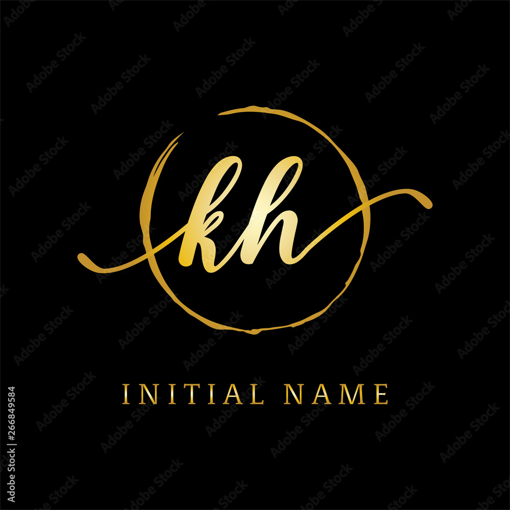 KH Initial name Gold sign logo Stock Vector | Adobe Stock