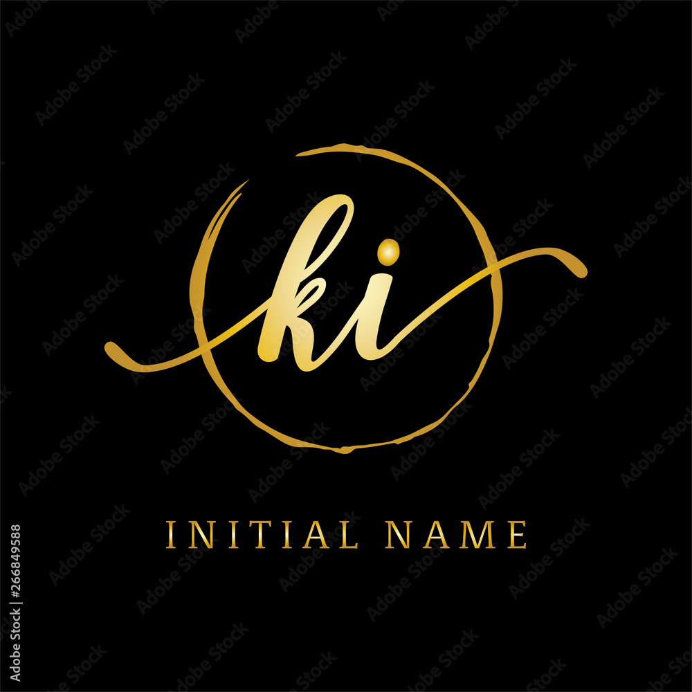 KI Initial name Gold sign logo Stock Vector | Adobe Stock