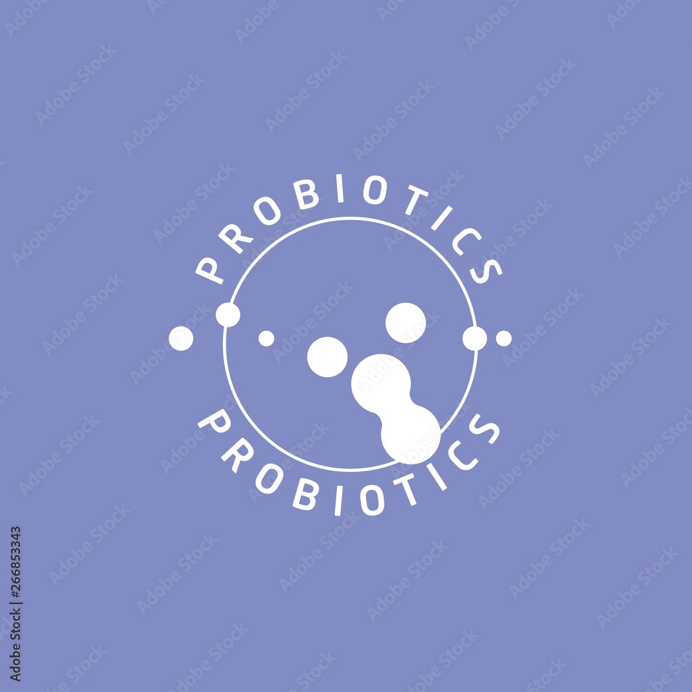 Probiotics logo. Bacteria logo. Concept of healthy nutrition ingredient ...