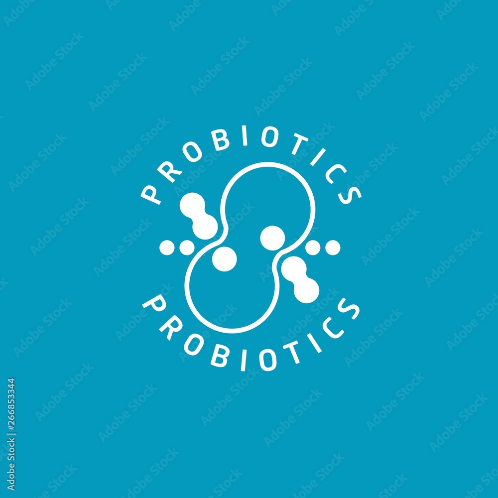 Probiotics logo. Bacteria logo. Concept of healthy nutrition ingredient ...