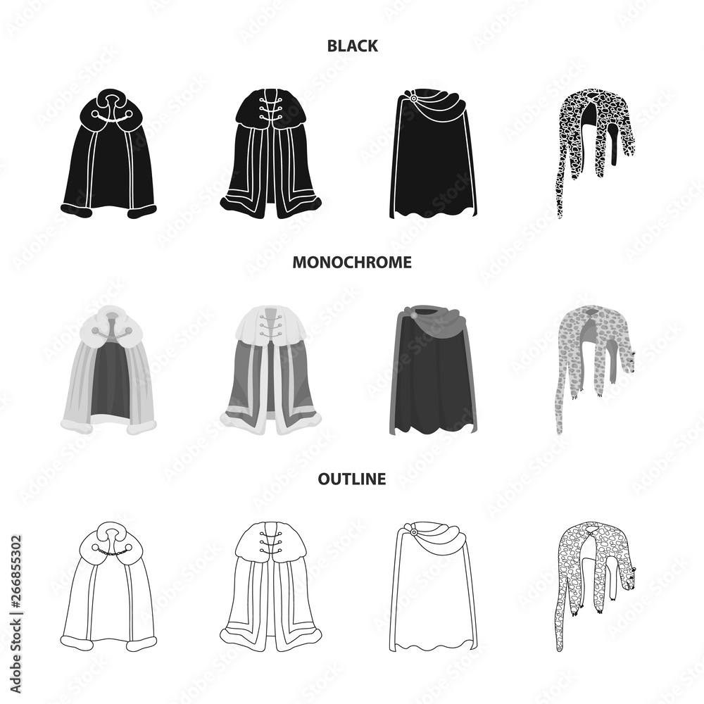 Vector illustration of material and clothing symbol. Collection of ...