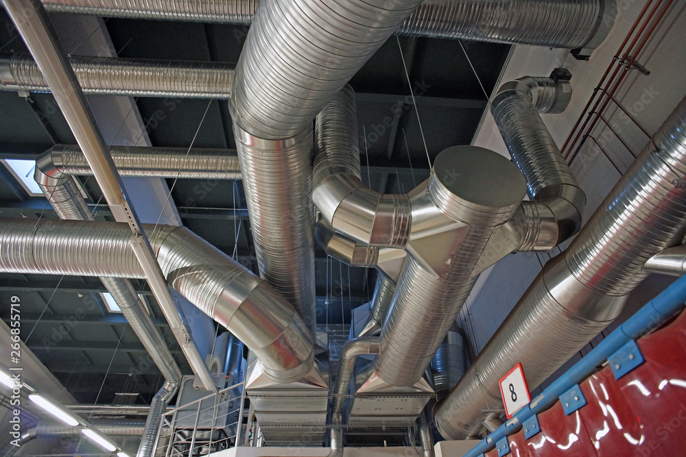 Ventilation pipes and ducts of industrial air condition Stock Photo ...