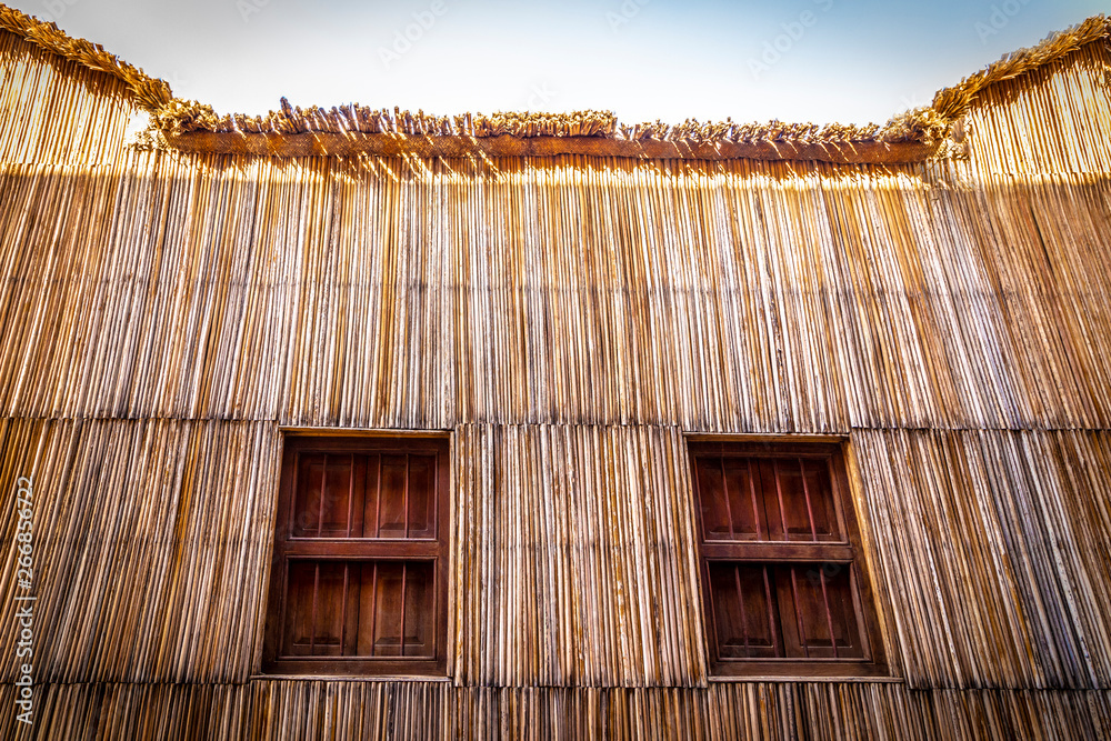 The building of the reed in the old style. Stock Photo | Adobe Stock