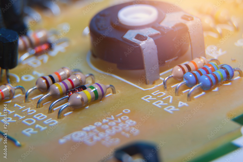 Resistor on Electronic circuit board,use for wallpaper, used as ...