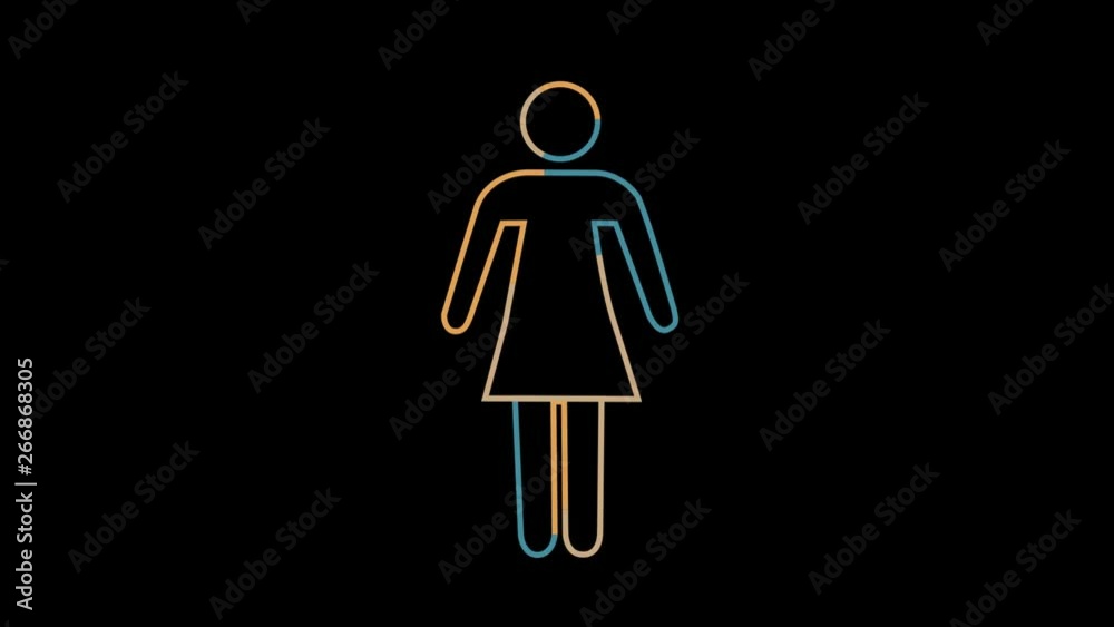 Woman icon animation on black background.Video animation. 4K resolution ...