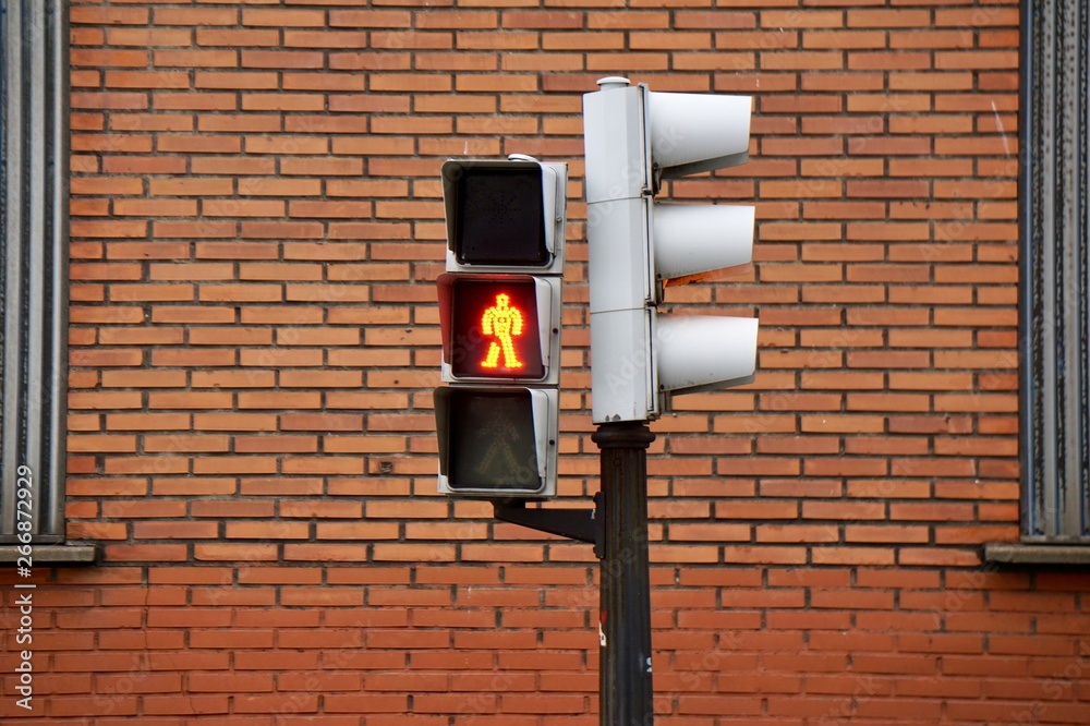 traffic light in the street in Bilbao city in Spain, traffic light in ...