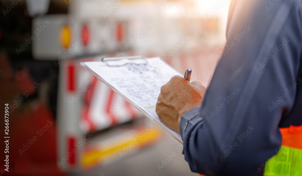 Preforming a pre-trip inspection on a truck,Concept preventive ...