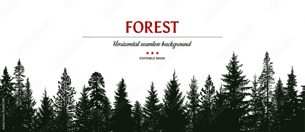 Abstract background. Forest wilderness landscape. Horizontal seamless ...