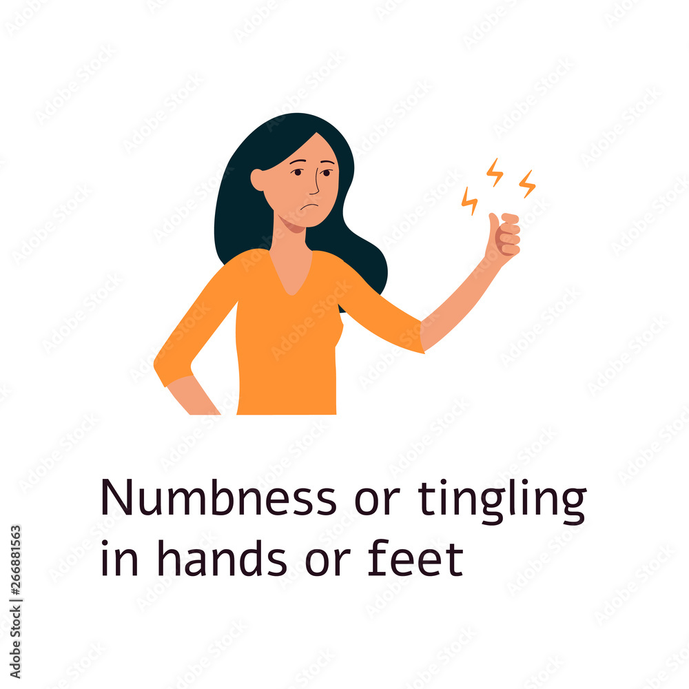 Woman is feeling numbness and tigling in hand cartoon style Stock ...