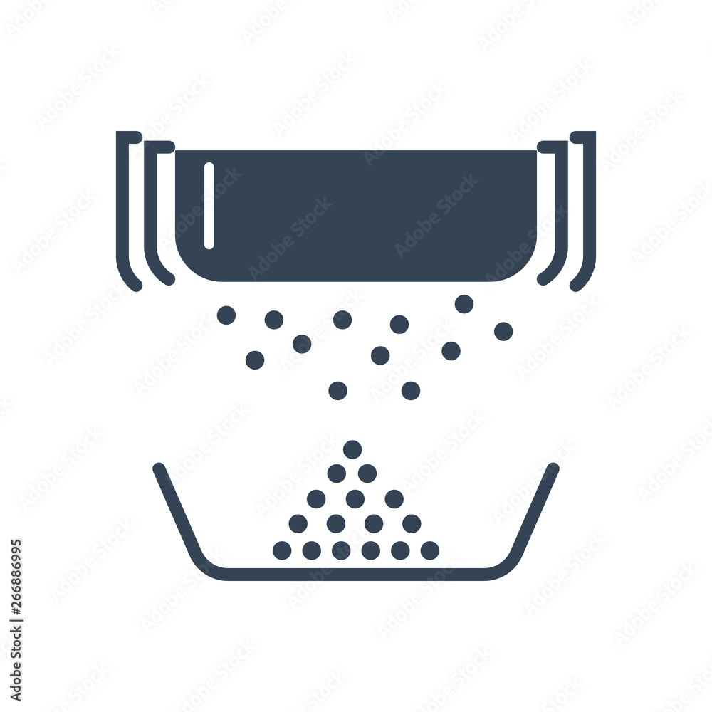 black icon sieve, kitchen utensils for sifting, industrial Stock Vector ...
