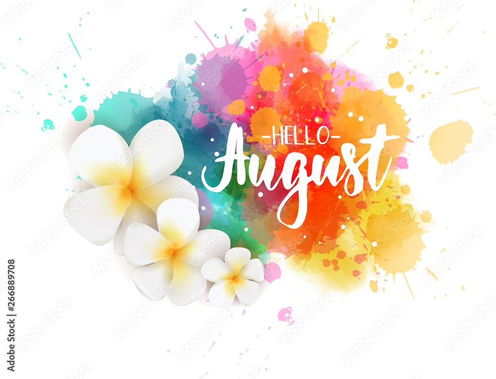 Vecteur Stock Hello August - floral summer concept background | Adobe Stock