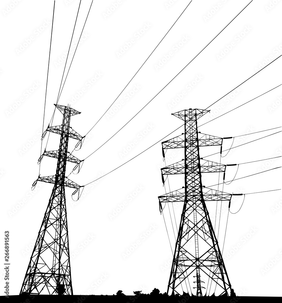 Electric power transmission. Vector illustration. Stock Vector | Adobe ...