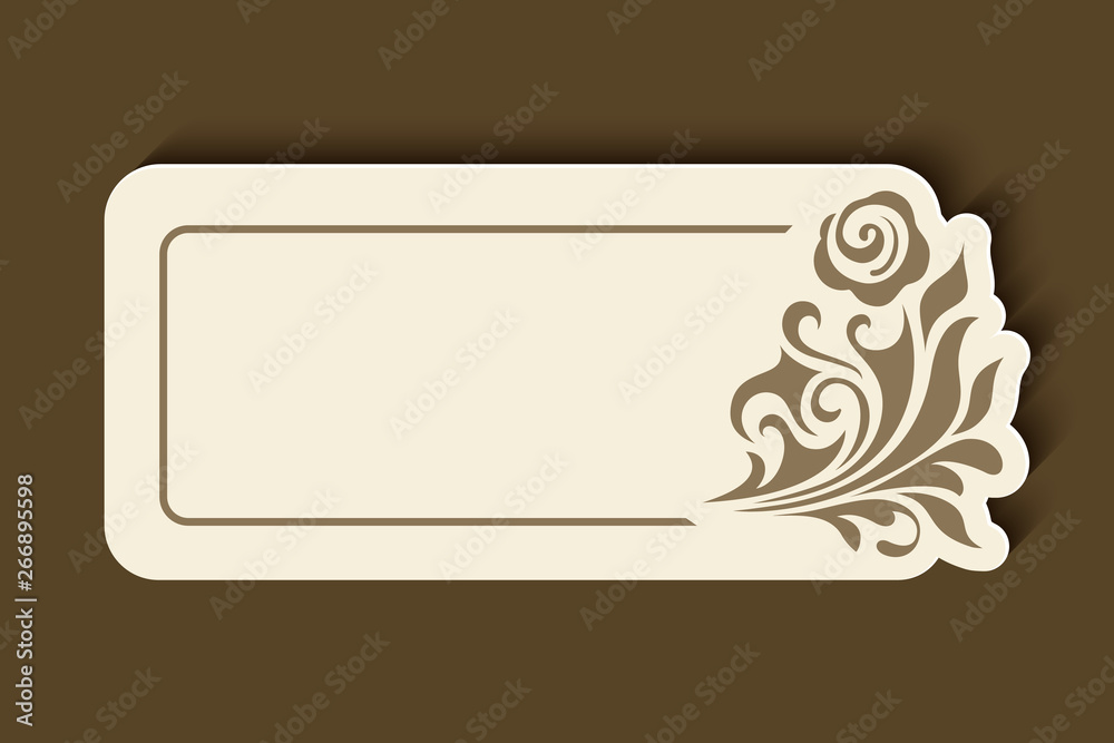 Vintage vector rectangle frame with rose corner decoration, cutout ...