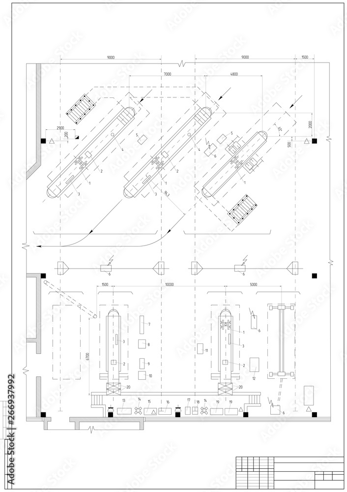 design architectural plan or project, technical drawing, construction ...