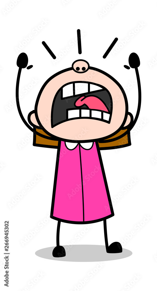 Yelling - Retro Office Girl Employee Cartoon Vector Illustration﻿ Stock ...