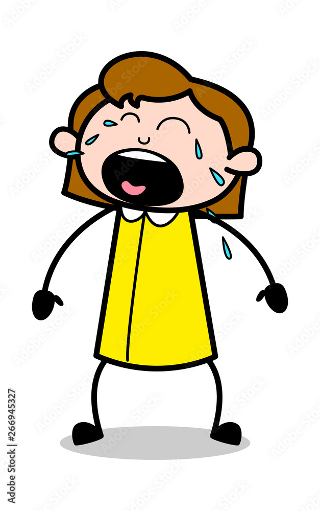 Weeping - Retro Office Girl Employee Cartoon Vector Illustration﻿ Stock ...